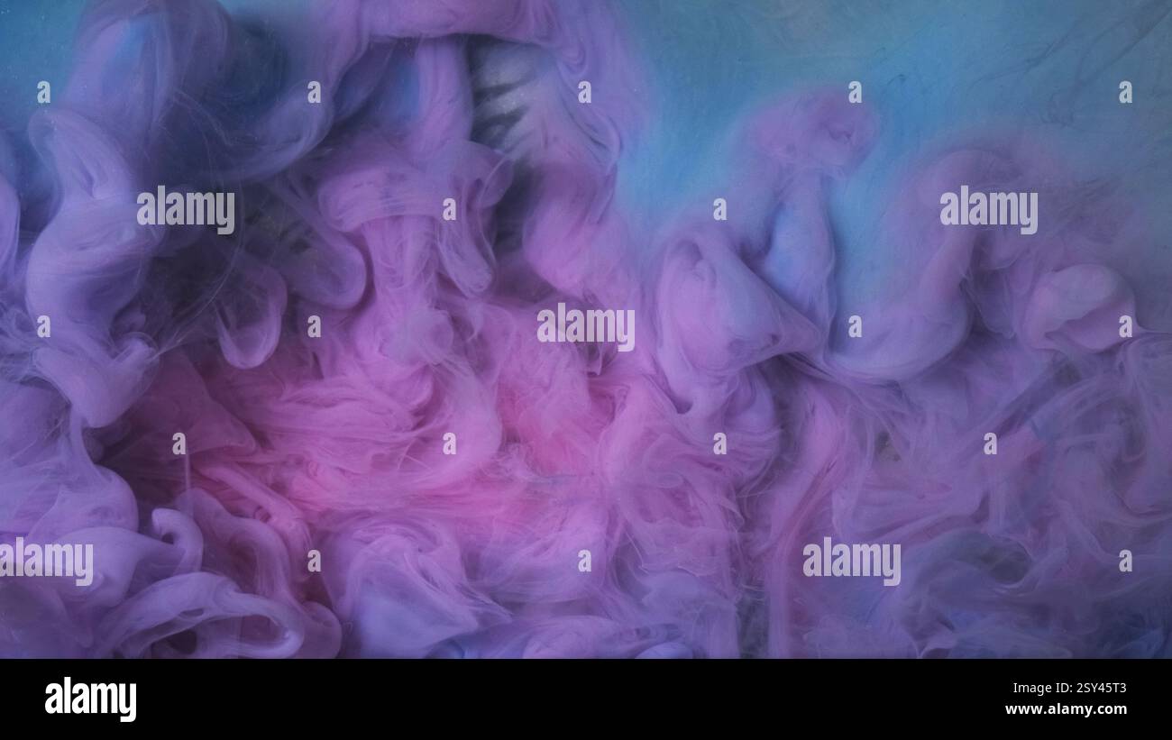 Color splash. Paint water. Defocused pink blue haze ink mist texture ...