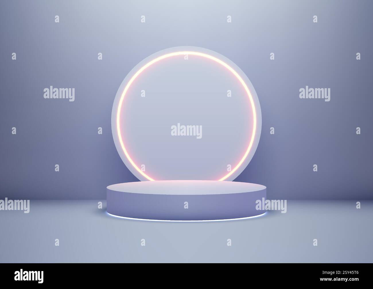 minimalist 3d soft purple circular platform with a glowing circle ...