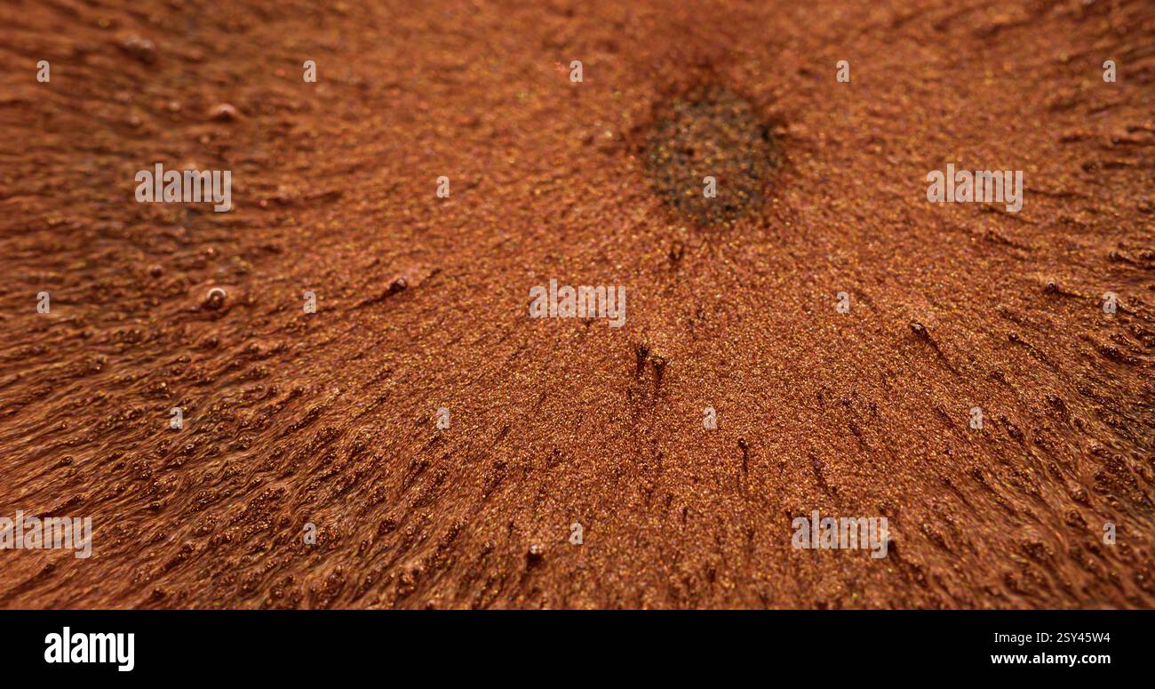 Glitter explosion. Shimmering spill. Copper ink fluid central sun spray ...