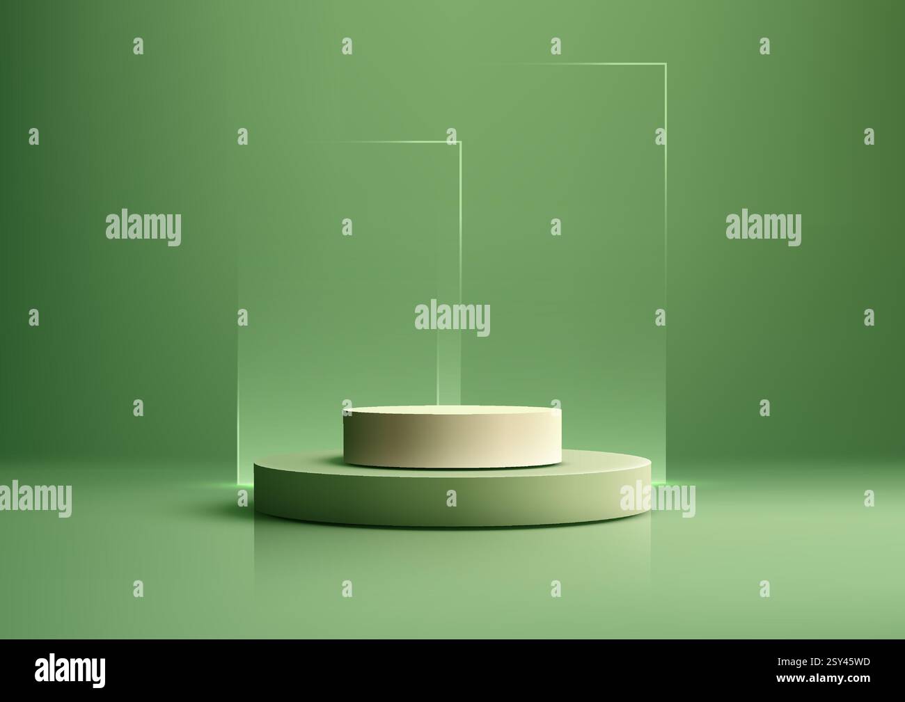 modern luxury two tiered cylindrical podium in shades of green ...