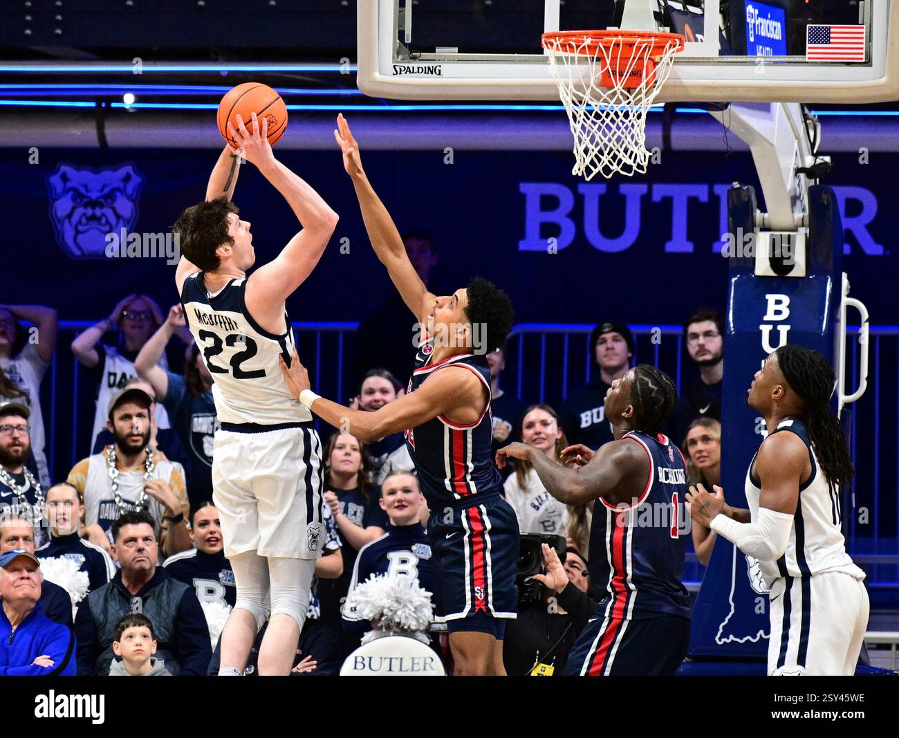 Butler forward Patrick McCaffery (22) shoots the ball over St. John's ...