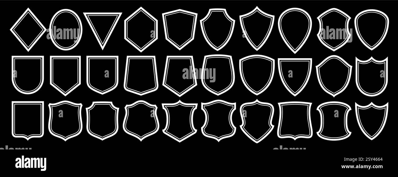 Vector Shield Icon Set, collection of 30 illustrations various old ...