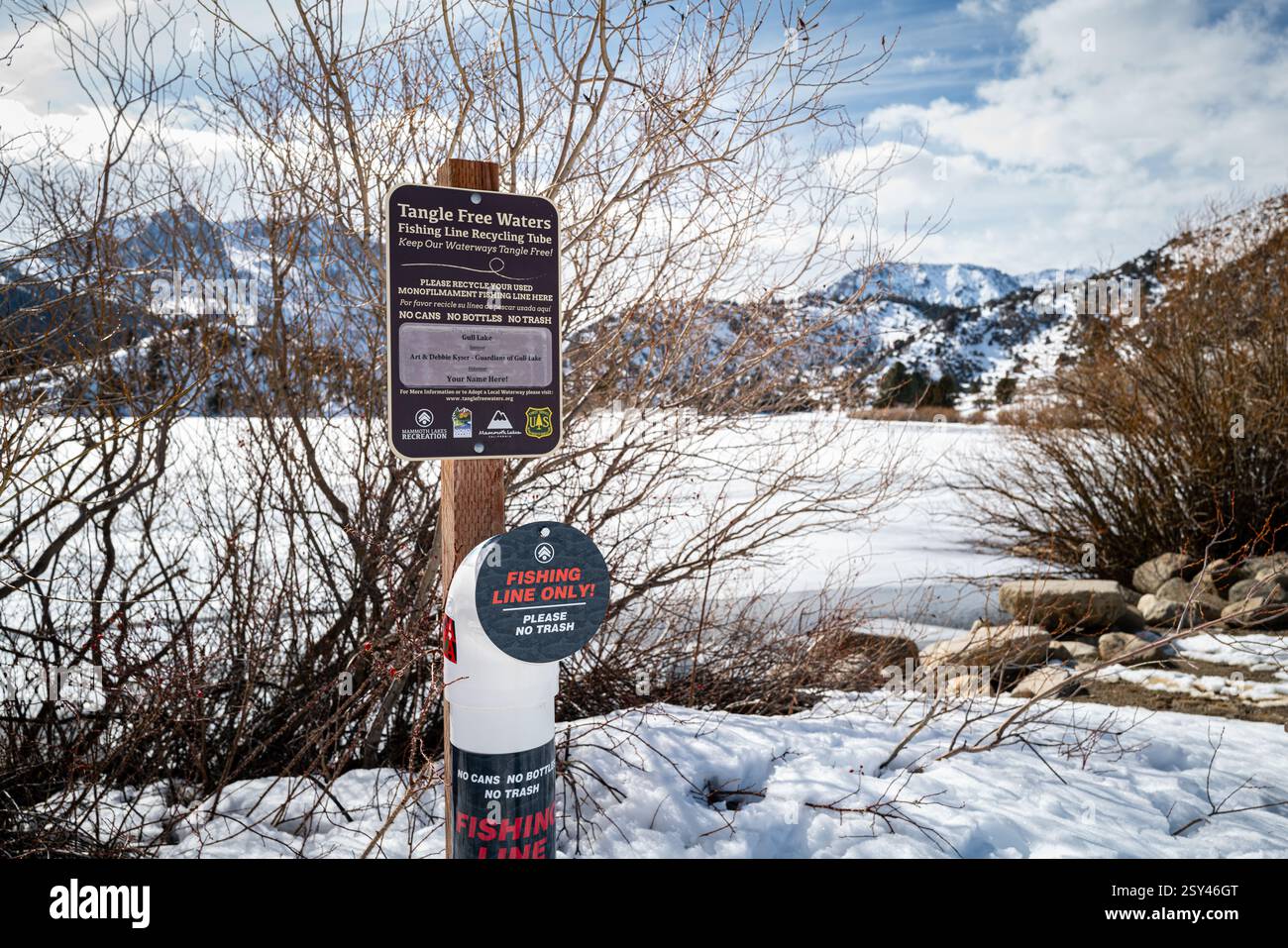 Fishline line tube with signage information. The Tangle Free Waters ...