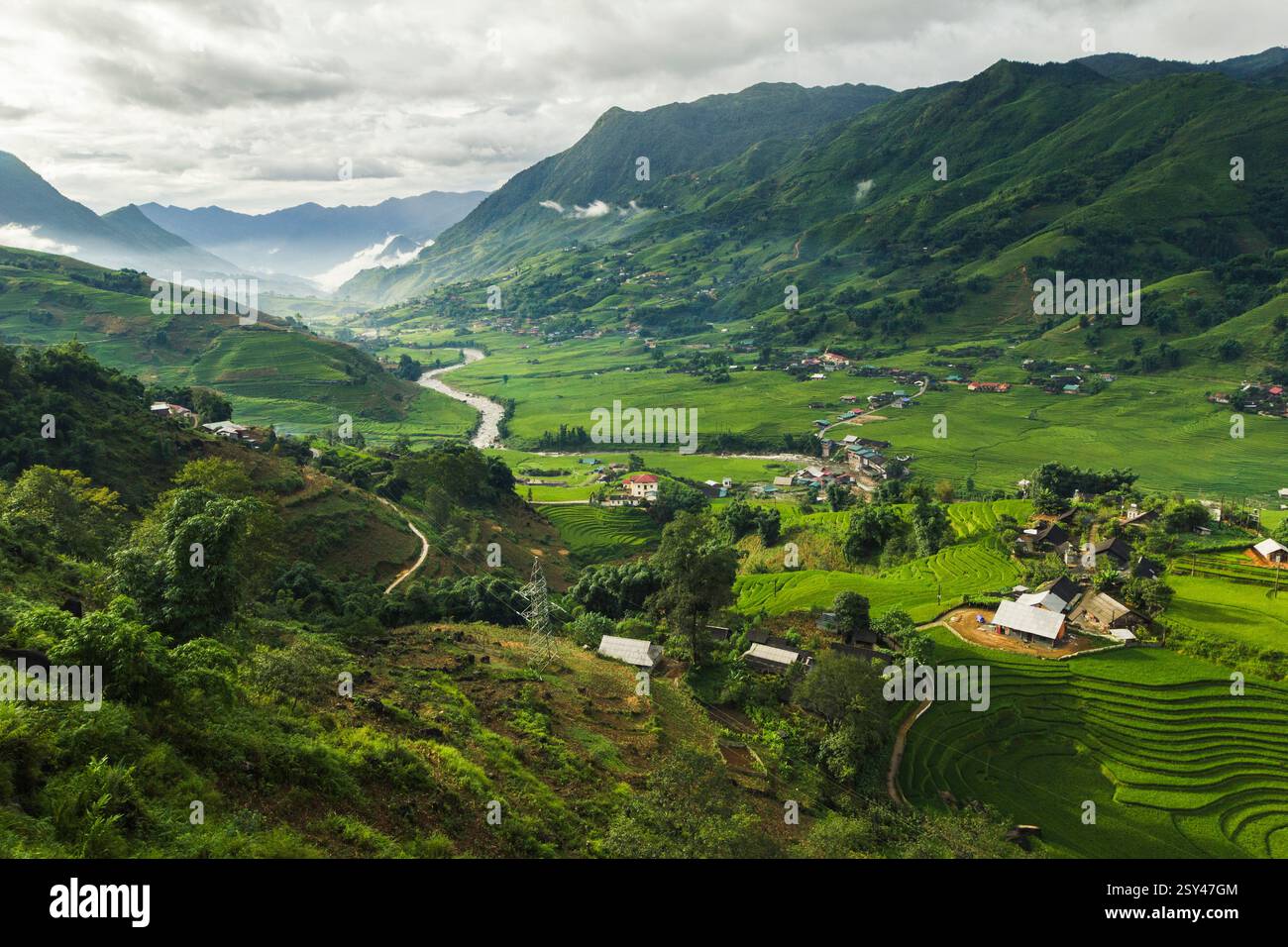 scenic view of mountain village lao-chai in sapa, north vietnam ...