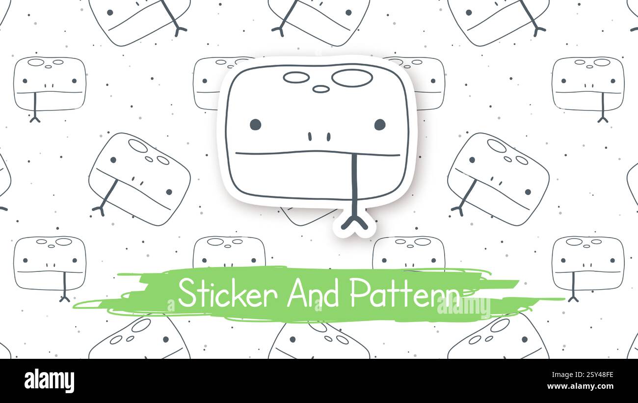 Doodle Snake Cartoon Character, Hand Drawn Kids Animal Style, Seamless ...