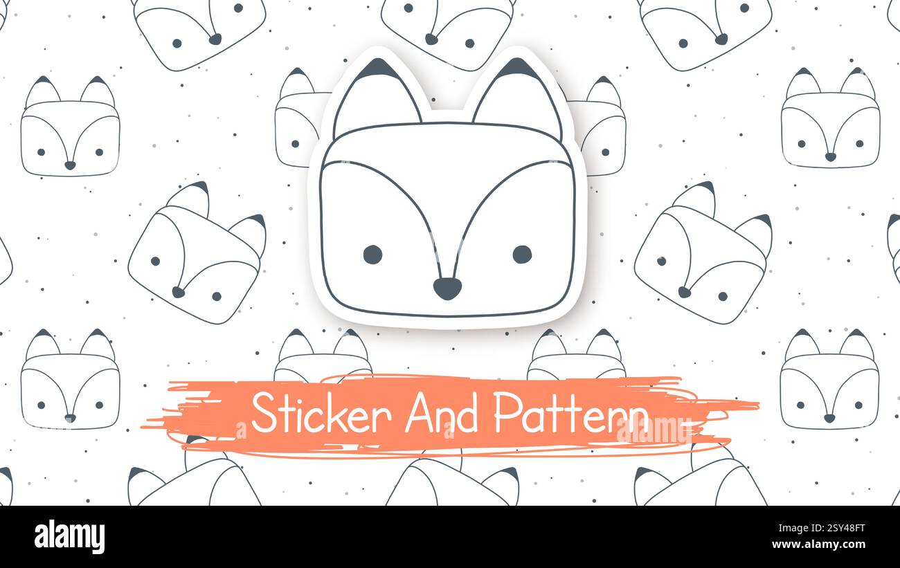 Doodle Fox Cartoon Character, Hand Drawn Kids Animal Style, Seamless ...