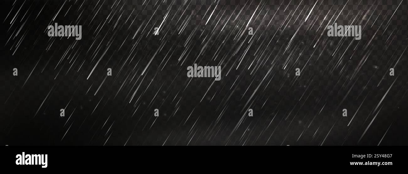 Rainy weather effect on transparent background. Vector realistic ...