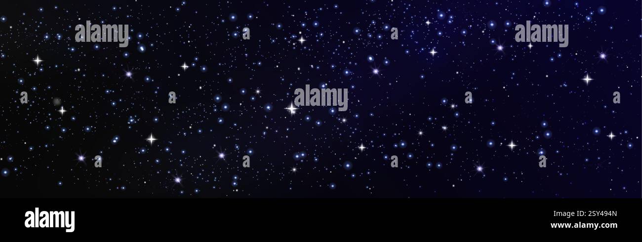 Outer starry night with bright sparkle elements scattered across dark ...