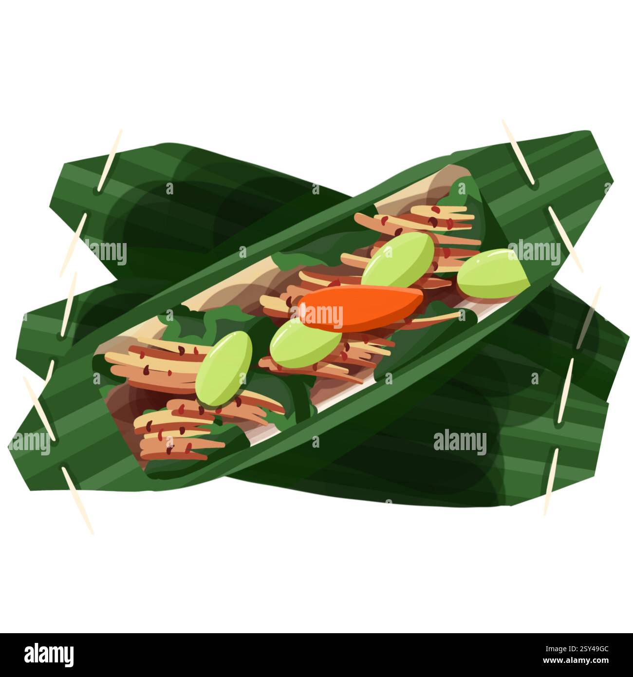 Vector illustration of Nasi Bakar, a famous Indonesian grilled rice ...
