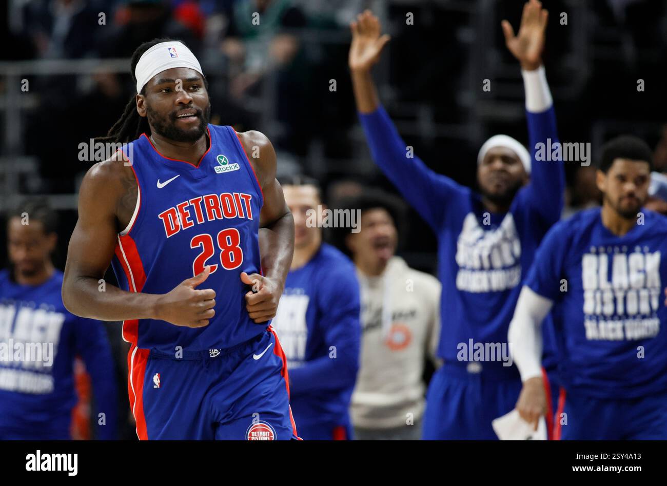 Detroit Pistons center Isaiah Stewart (28) during the first half of an ...