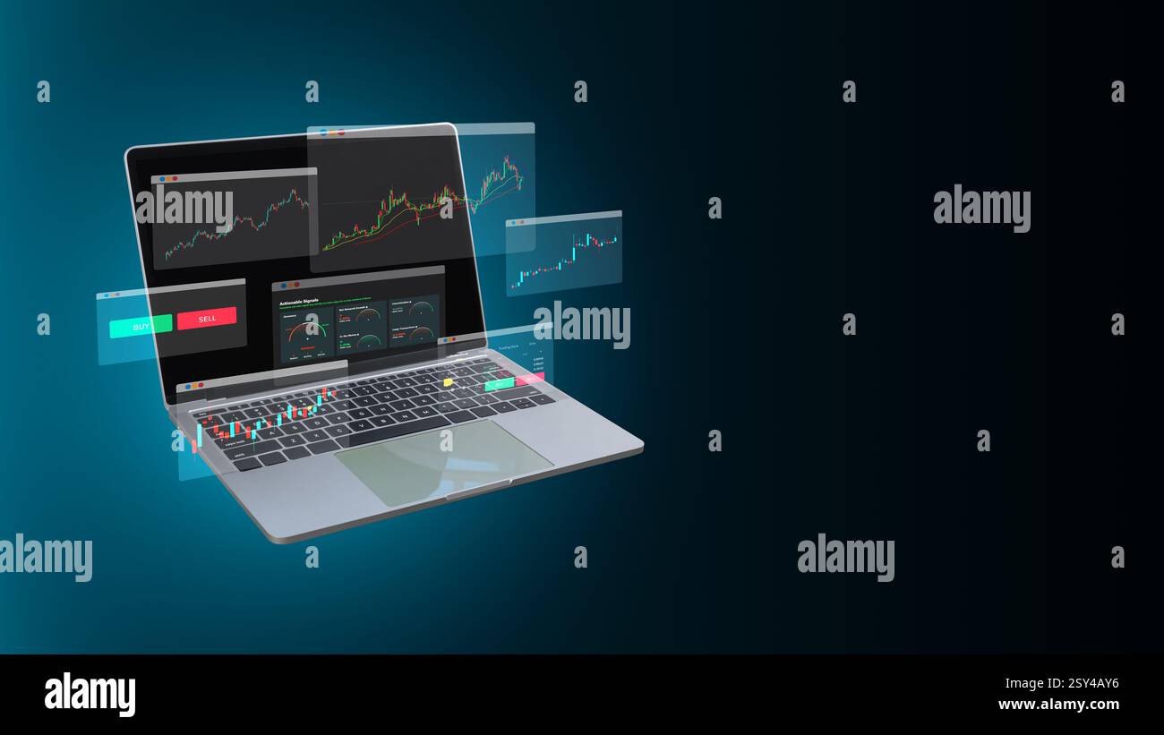 Financial stock market graph on the computer dashboard on dark ...