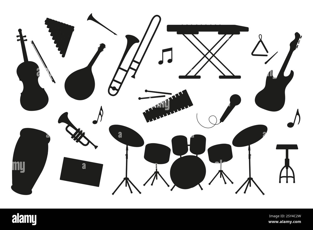 Different types of musical instruments are displayed together ...