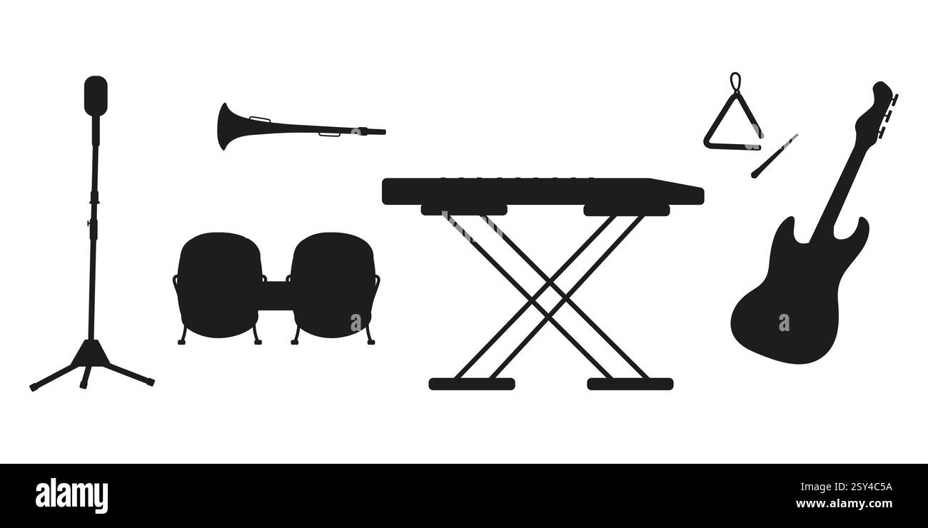 Musical instruments displayed on a simple white background showcasing ...