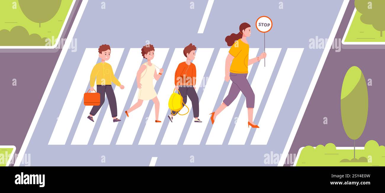 Children walking together on path Stock Vector Images - Alamy