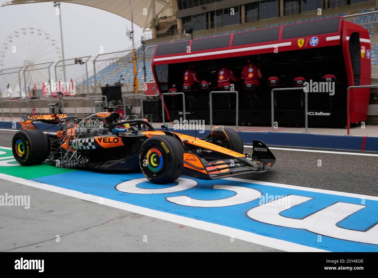 McLaren driver Oscar Piastri of Australia leaves the pit lane during a ...