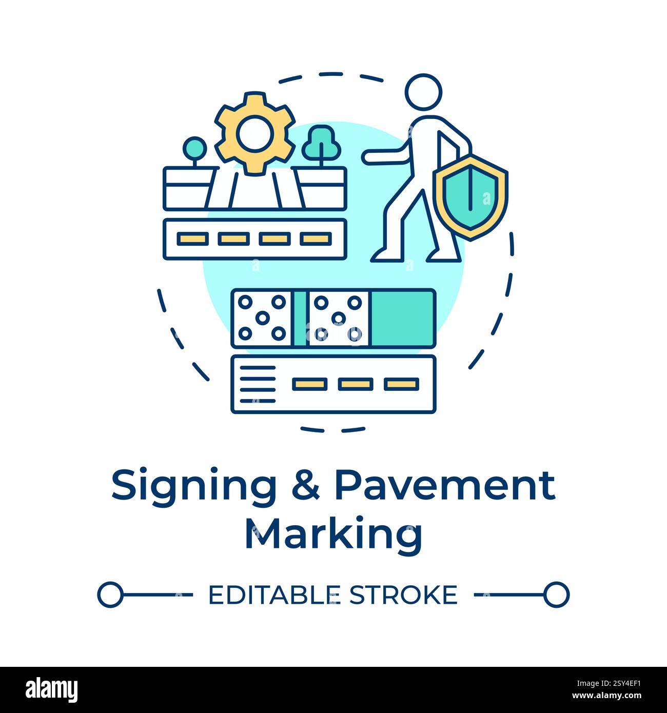 Signing and pavement marking multi color concept icon Stock Vector ...
