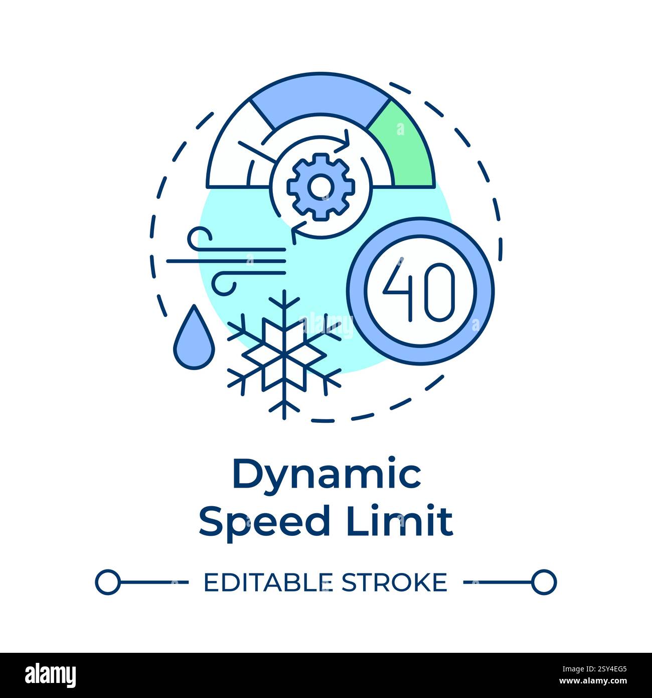 Dynamic speed limit multi color concept icon Stock Vector Image & Art ...