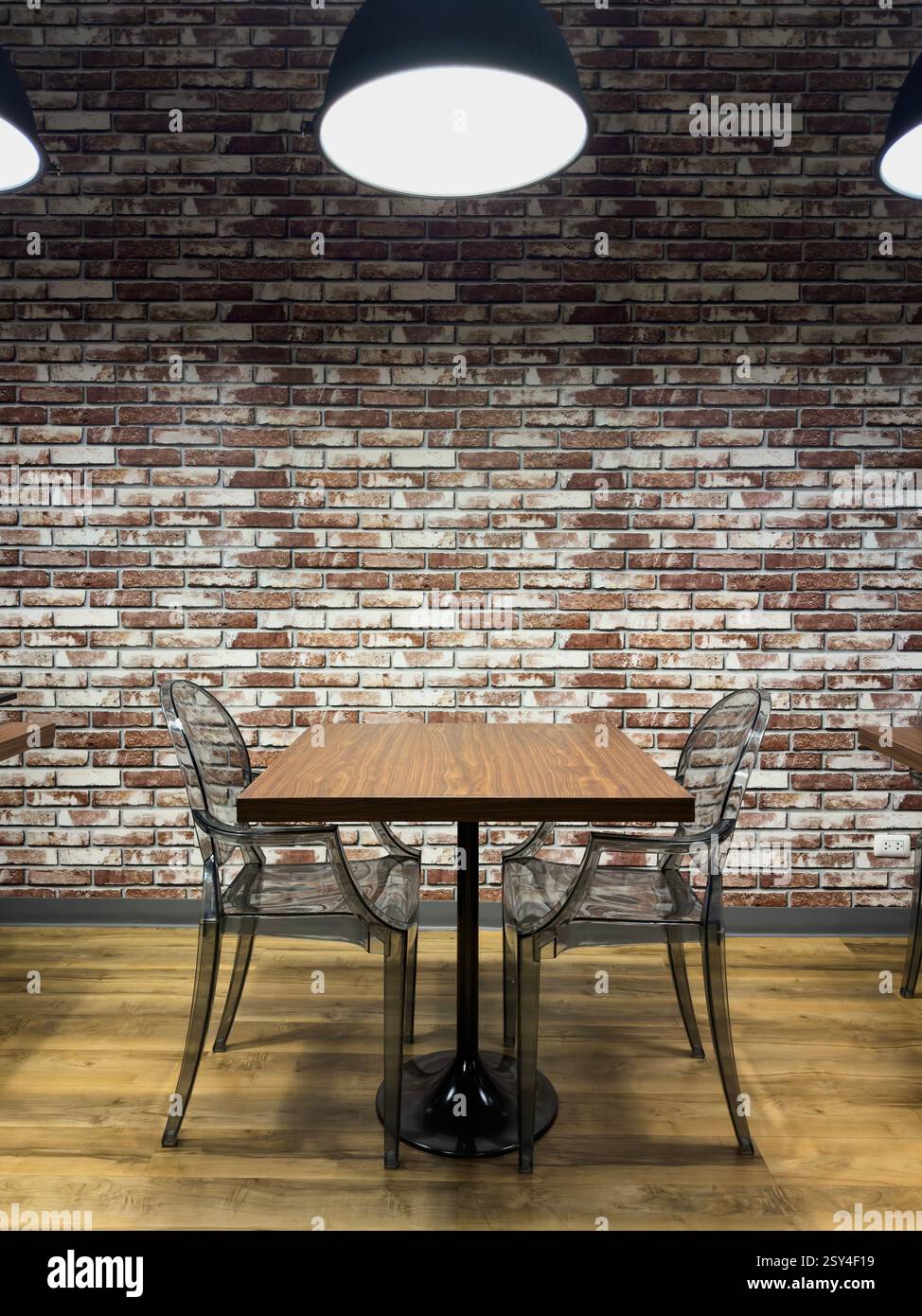 Comfortable library setting with wooden tables and modern chairs ...