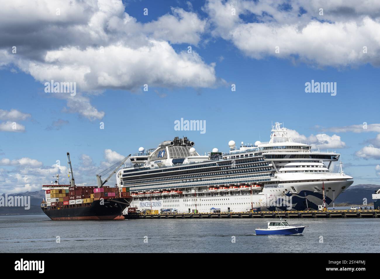 Cruise ship Sapphire Princess in the harbour of Ushuaia, Argentina ...