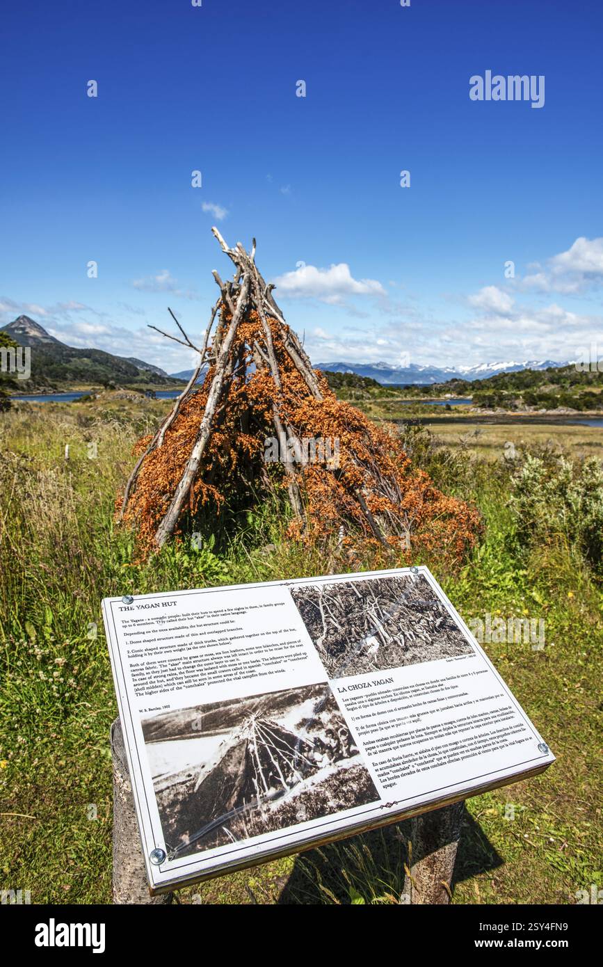 Hut of the Yaghan, the indigenous people of Wulaia Bay, Beagle Street ...