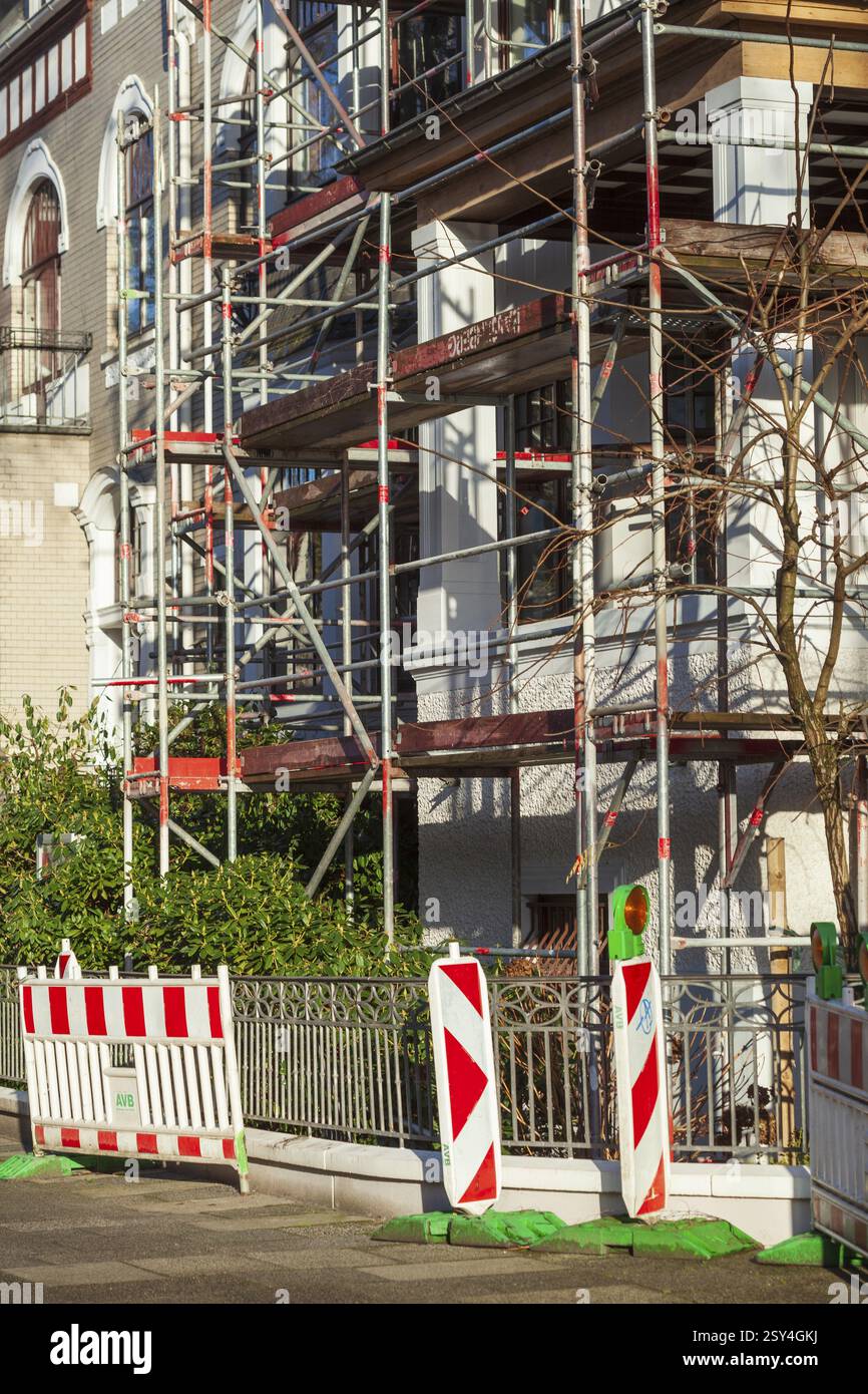 Scaffolding and construction site for the renovation of an old ...