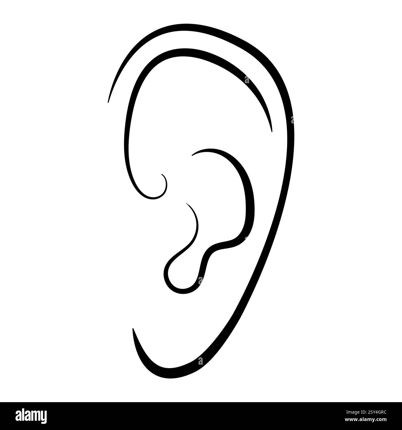 Sleek Black Ear Outline, Minimalist Design in Silhouette Stock Vector ...