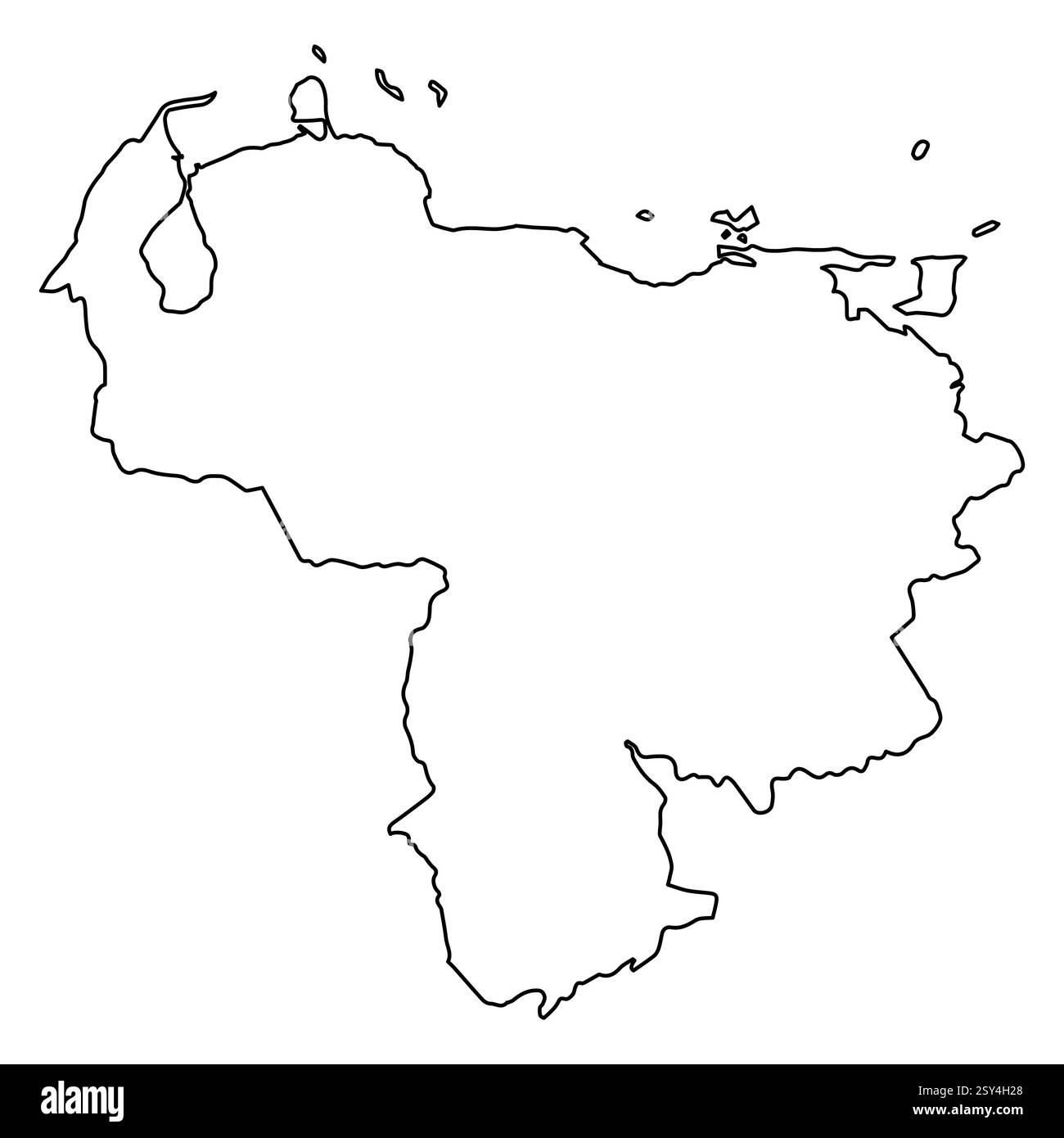 Sleek Outline of Venezuela Minimalist Map in Black Silhouette Stock ...
