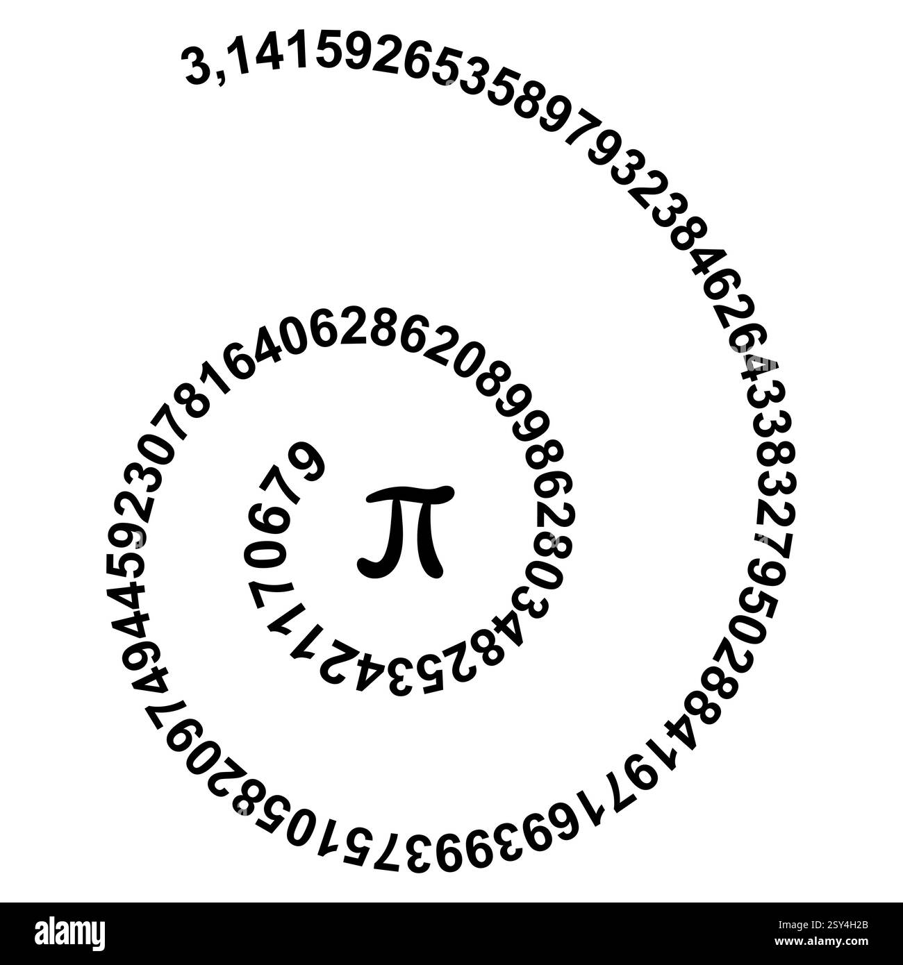 Infinite Pi Spiral Mathematical Beauty In Black Curves Stock Vector