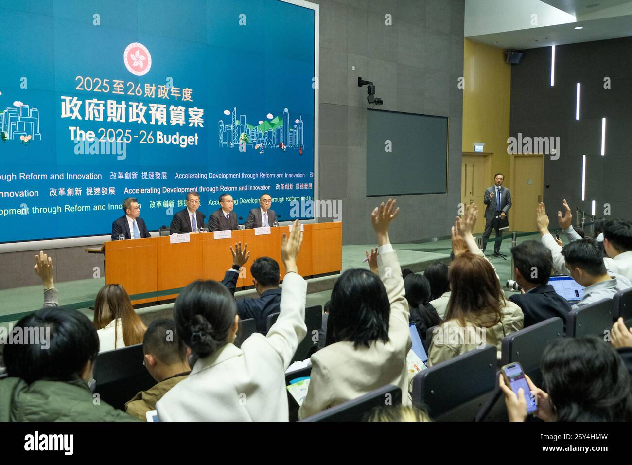Hong Kong,China.26th February 2025. Hong Kong Financial Secretary Paul ...
