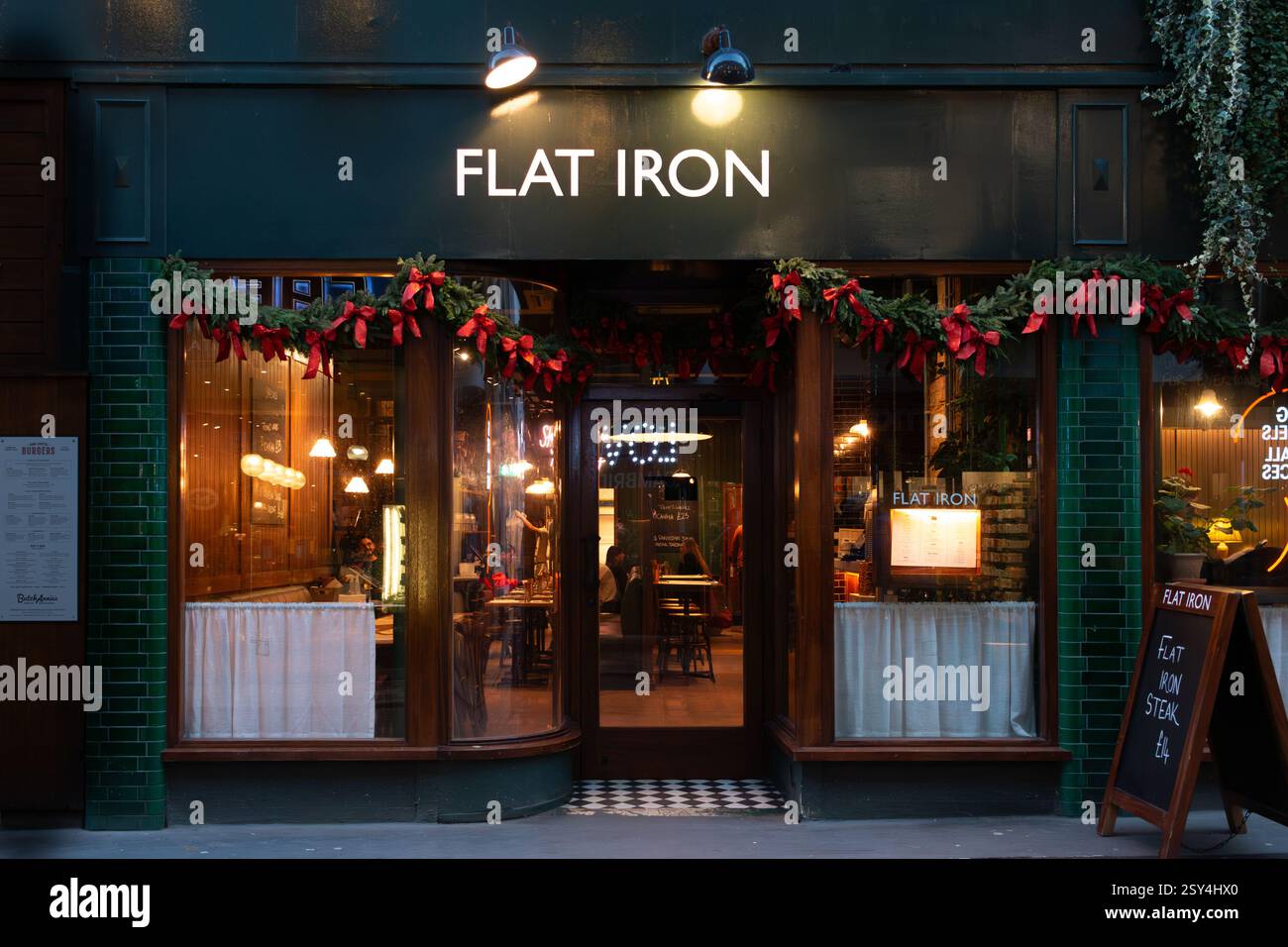 Flat Iron steak restaurant in Cambridge at Christmas. England, UK Stock Photo - Alamy