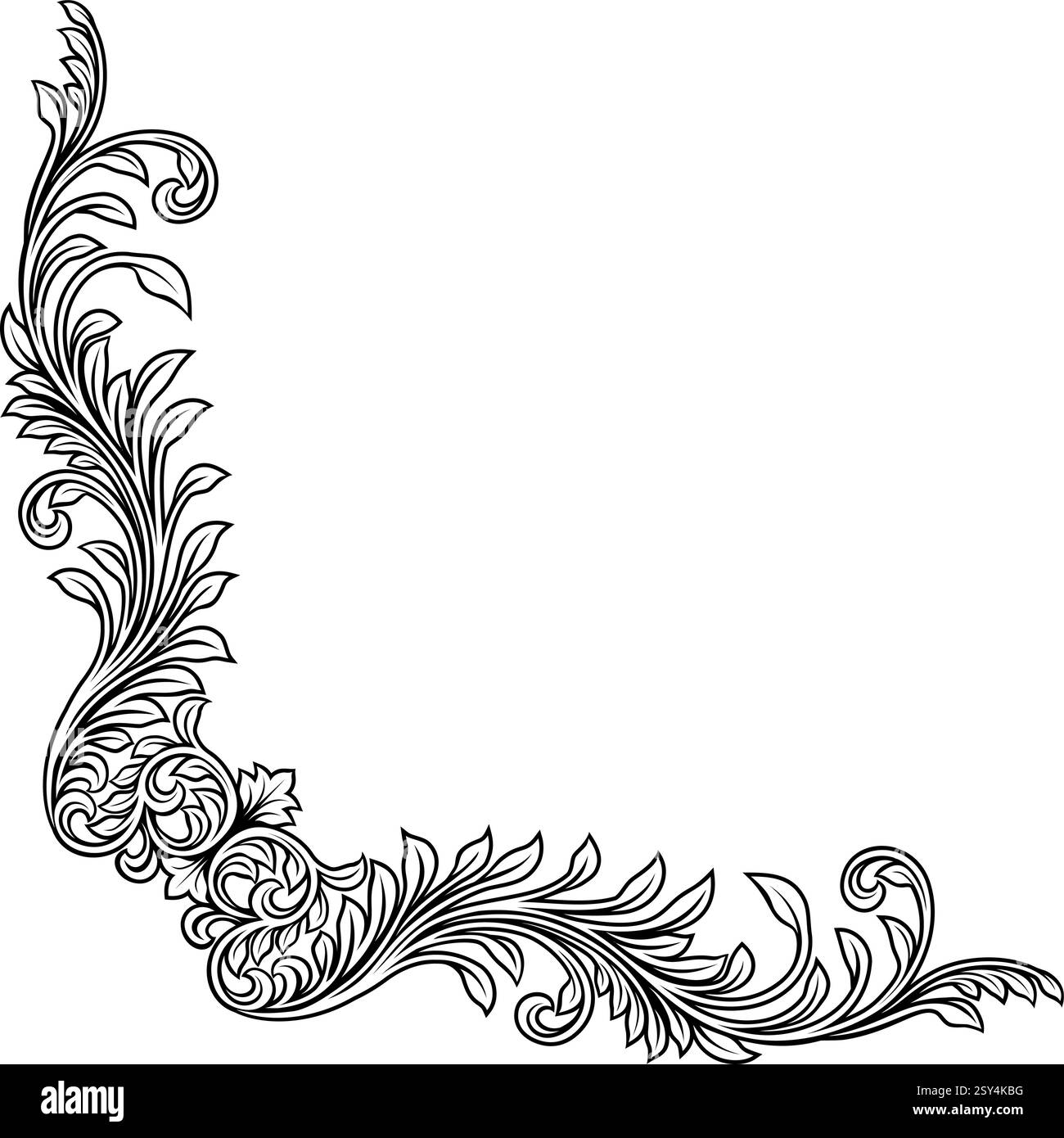 Filigree Crest Corner Motif Floral Pattern Frame Stock Vector Image ...