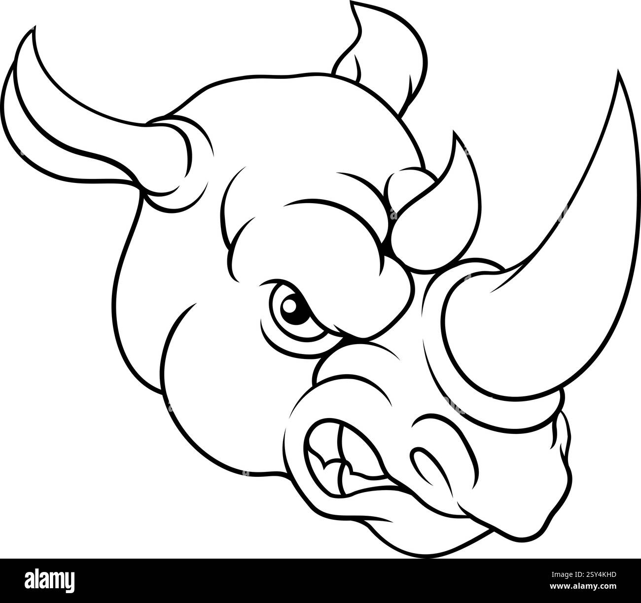 Rhino Rhinoceros Mean Angry Cartoon Sports Mascot Stock Vector Image ...