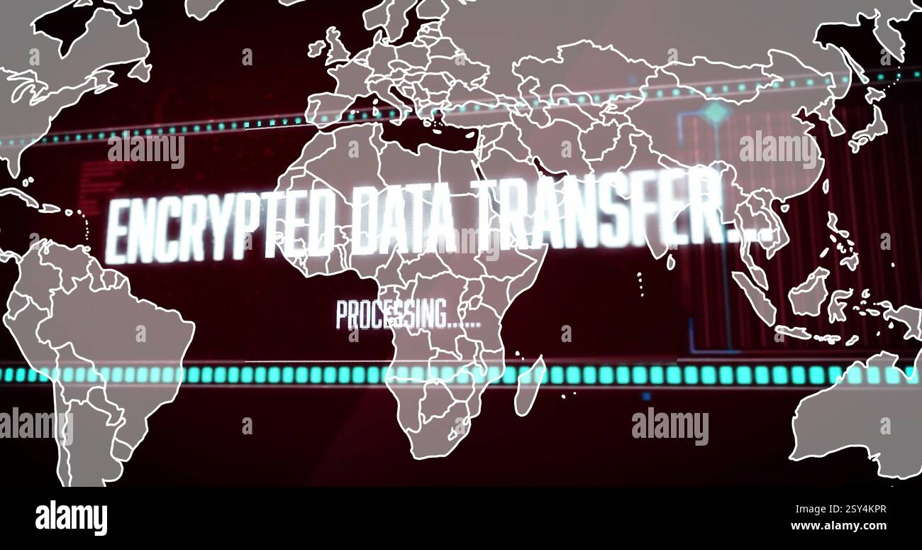 Image of world map and loading bar over data processing Stock Photo - Alamy