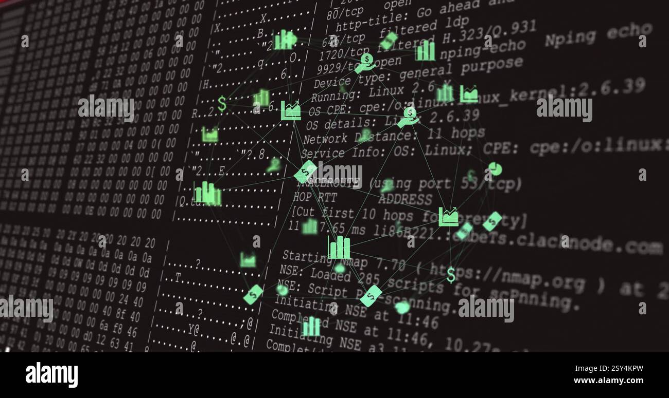 Image of network of connections over data processing Stock Photo - Alamy