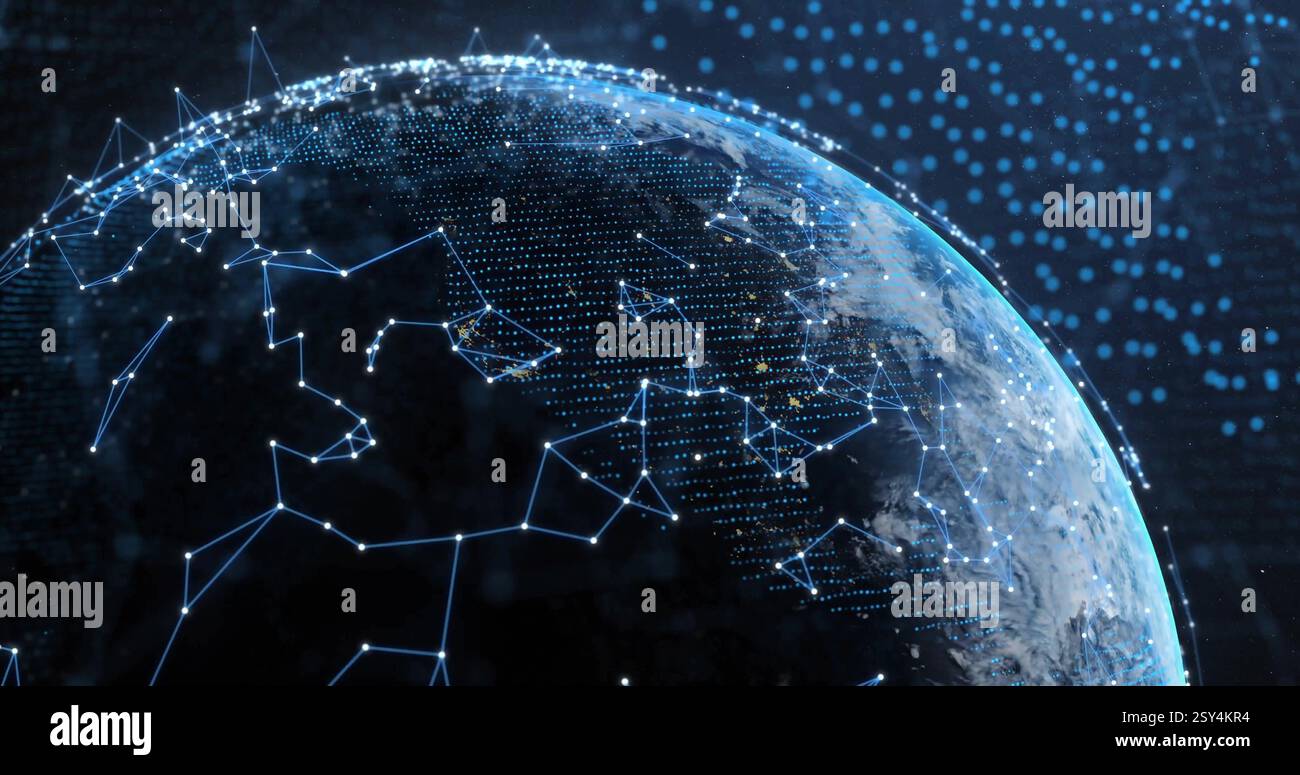 Image of shapes moving over globe Stock Photo - Alamy