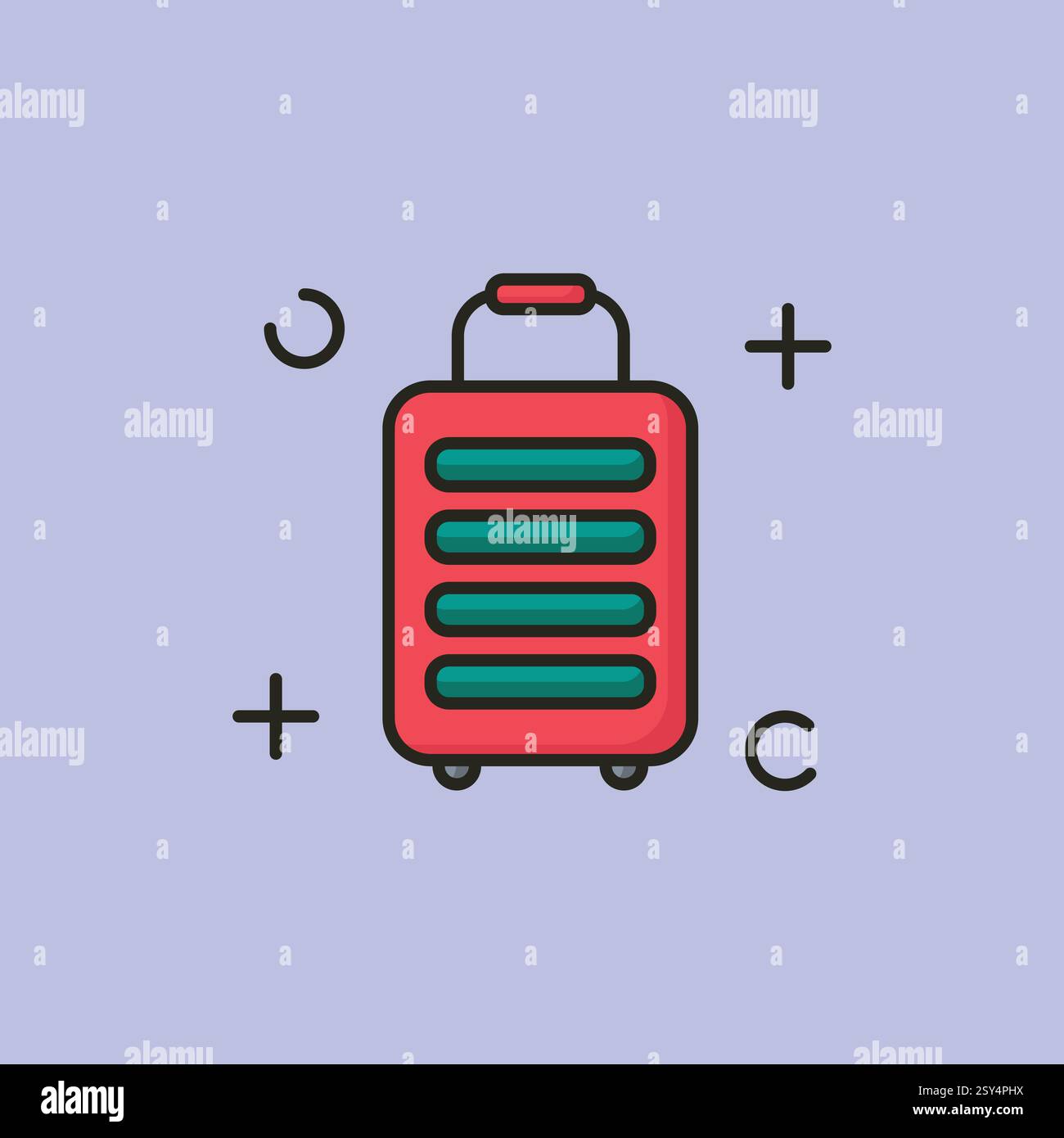 logo Red suitcase with four wheels suitable for travel and vacation ...