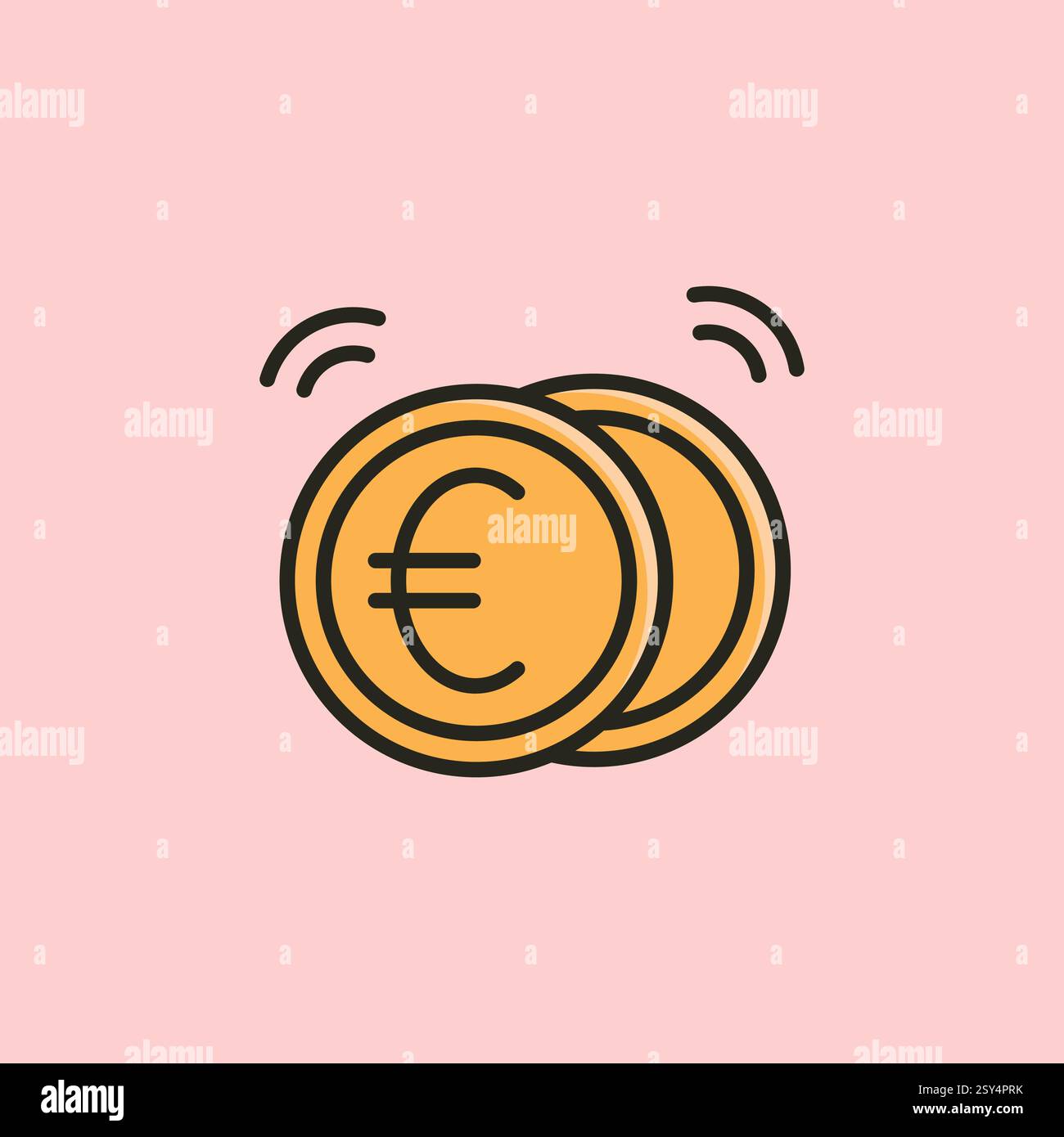 A vector illustration of two stacked gold coins with a euro symbol ...