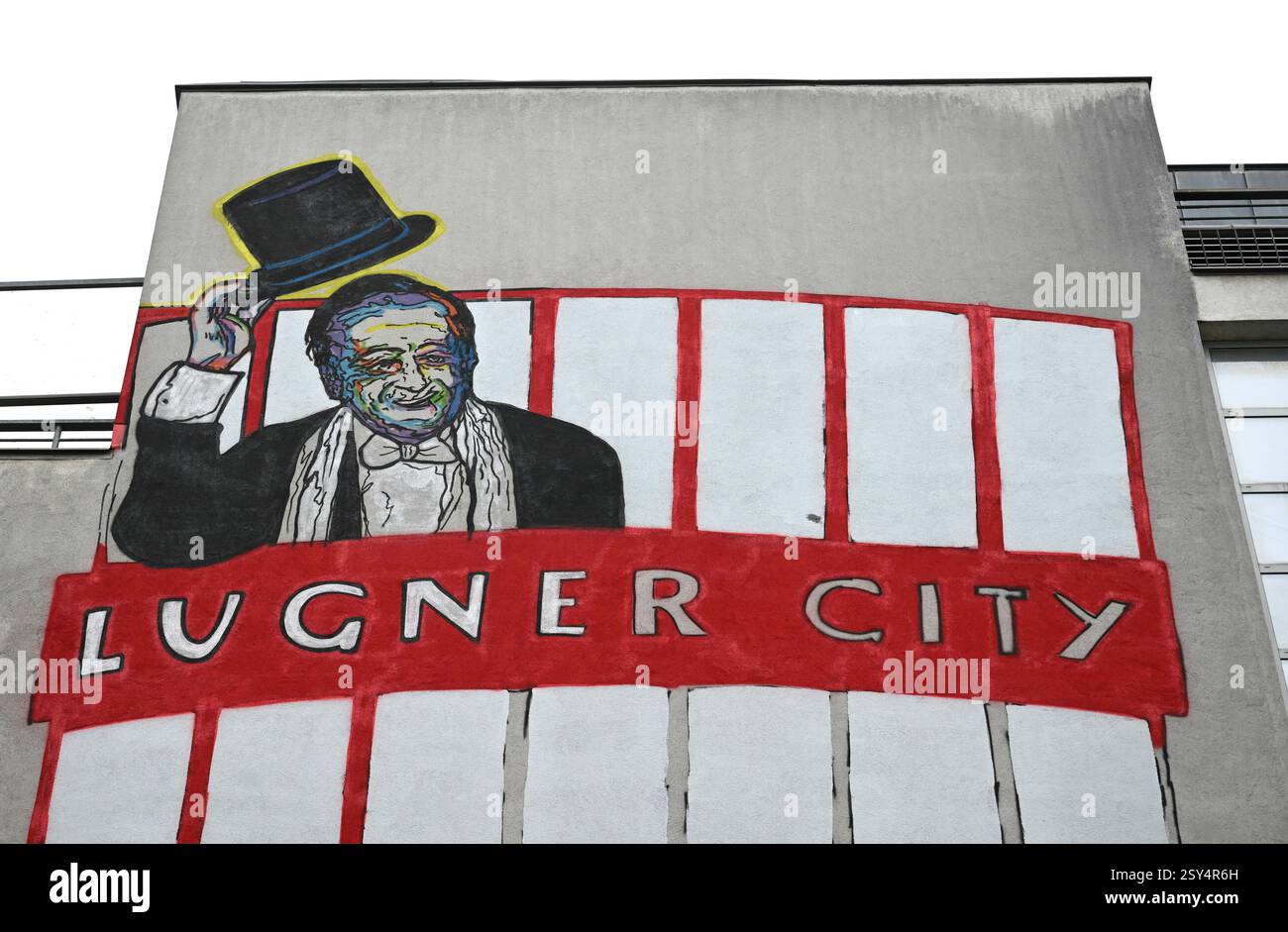 Presentation of the several-meter-high Richard Lugner graffiti portrait ...