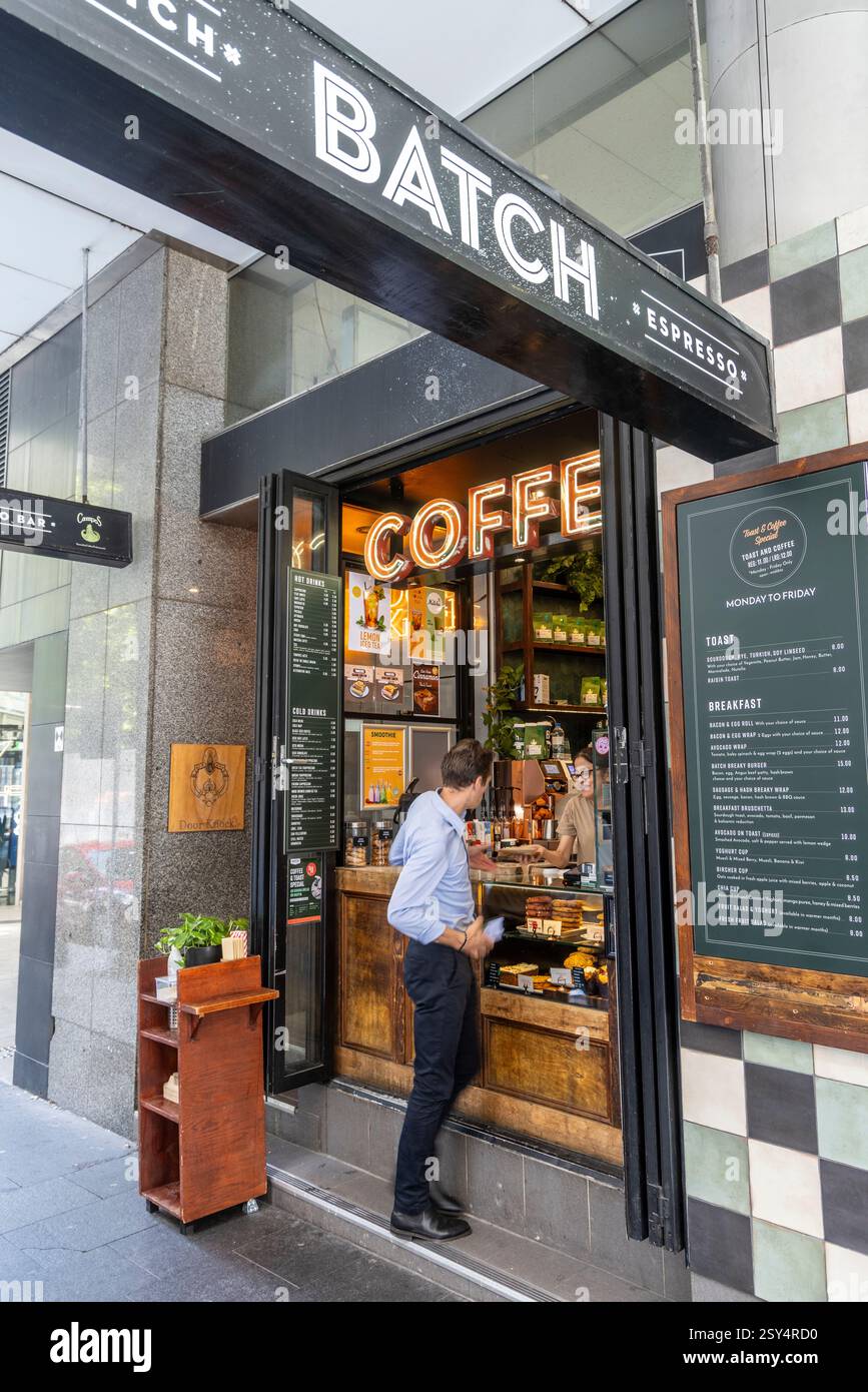 Sydney city centre Australia, man male office worker orders coffee from ...