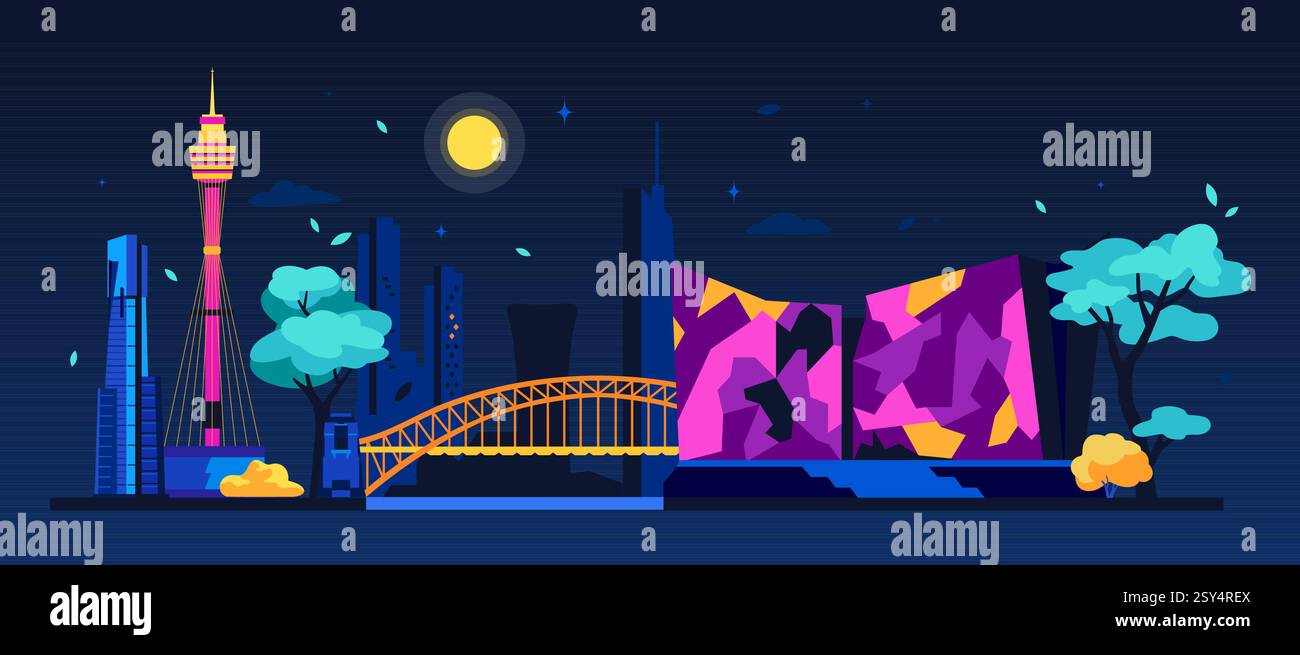 Museums and modern architecture of Australia - colored vector ...