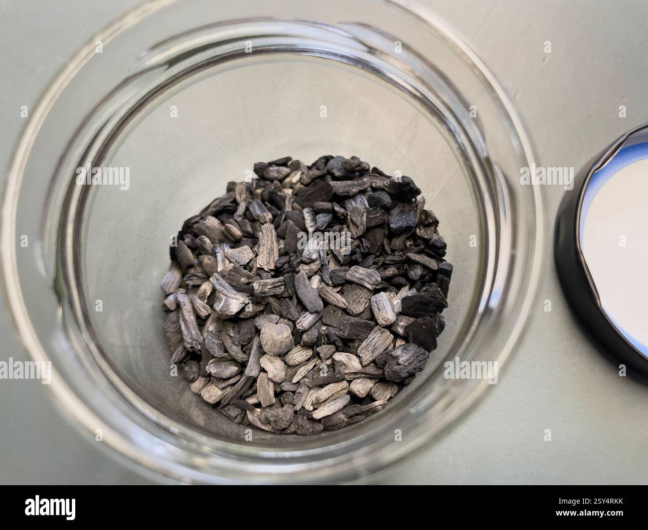 Close-up of biochar, produced through wood pyrolysis, a sustainable ...