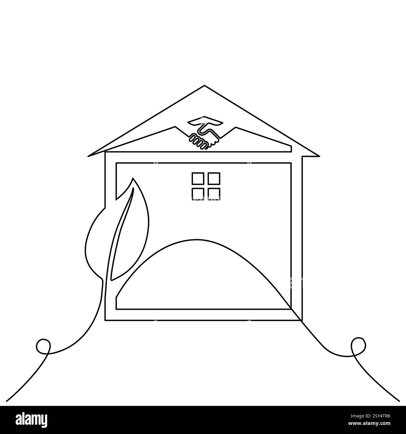 Vector art isolated on a continuous one-line drawing of ecology ...
