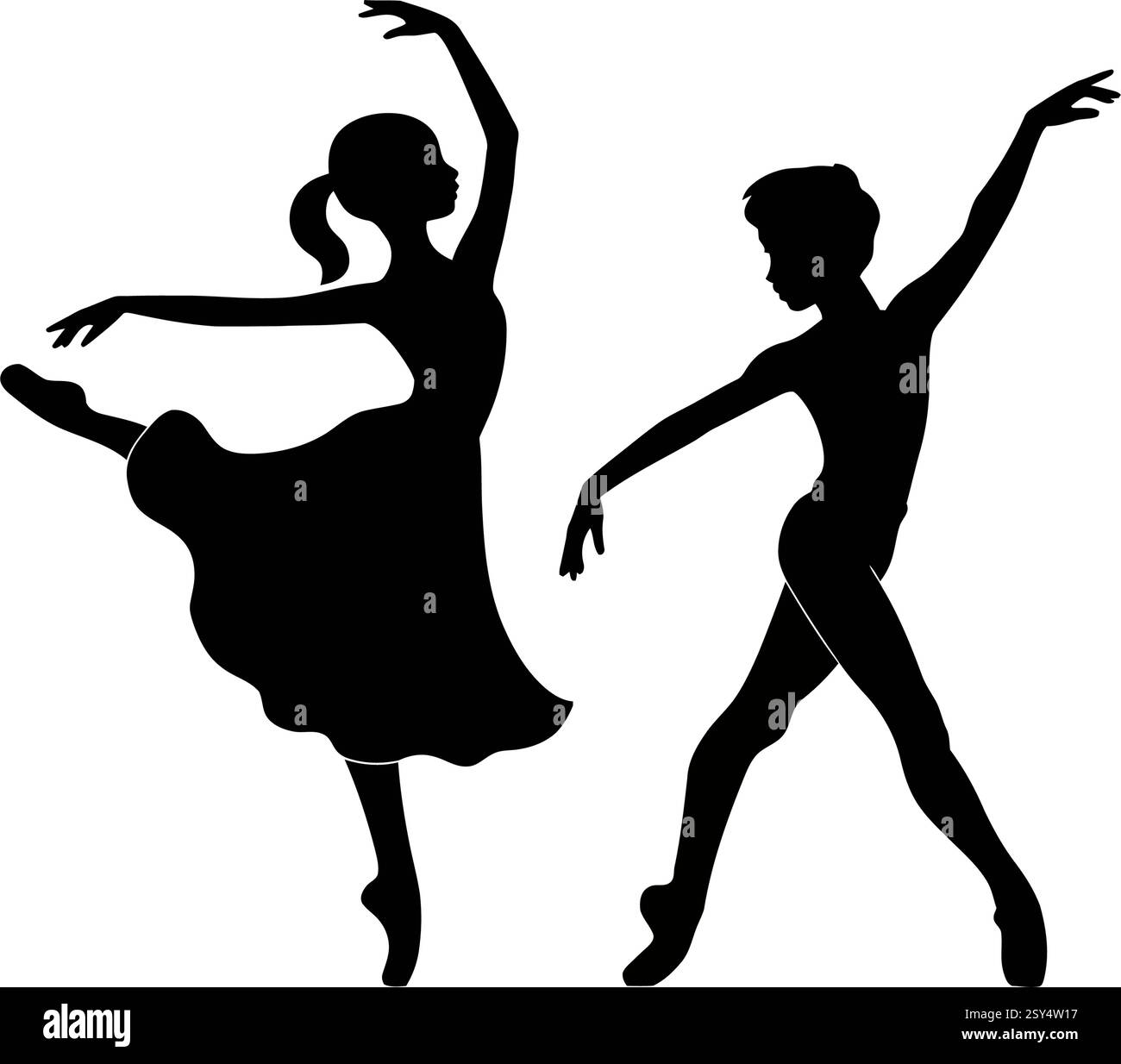 Elegant Duo Silhouettes of Male and Female Dancers in Graceful Poses ...