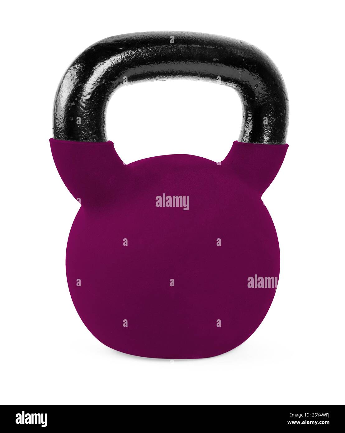 One purple kettlebell isolated on white. Workout equipment Stock Photo ...
