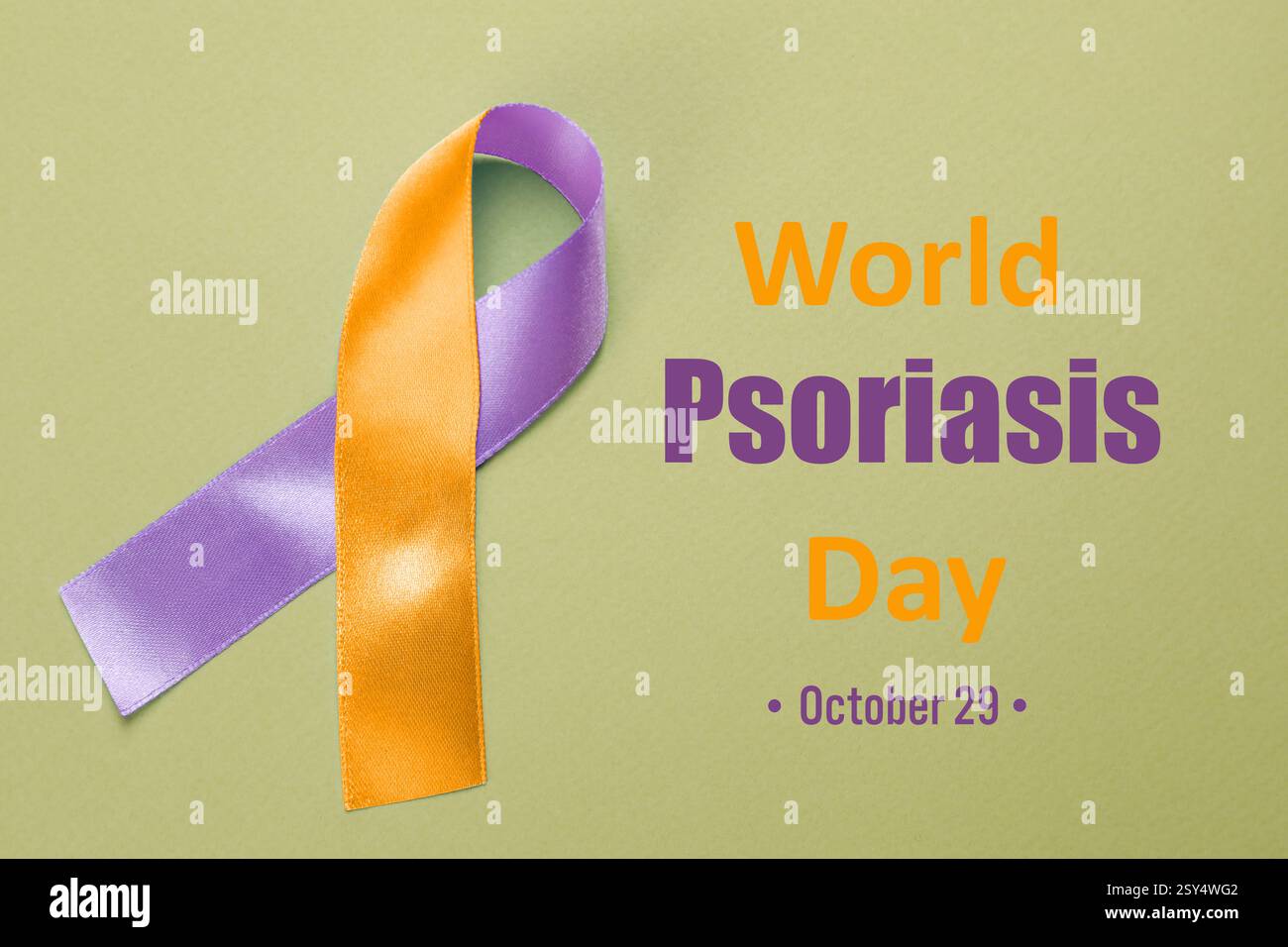 World Psoriasis Day (October, 29). Orange-orchid awareness ribbon on ...