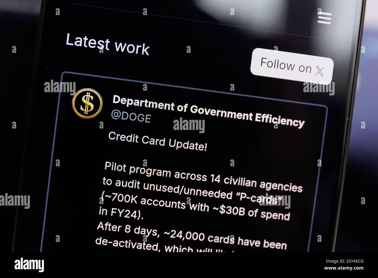 DOGE An official website of the United States government displayed on ...