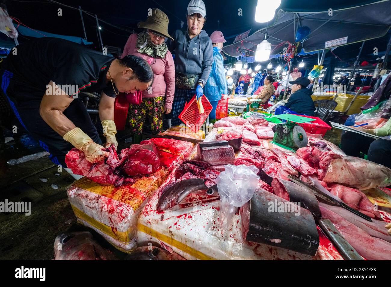 Fresh fish is for sale daily at the Thanh Ha fish market, Chá Ca Thanh ...
