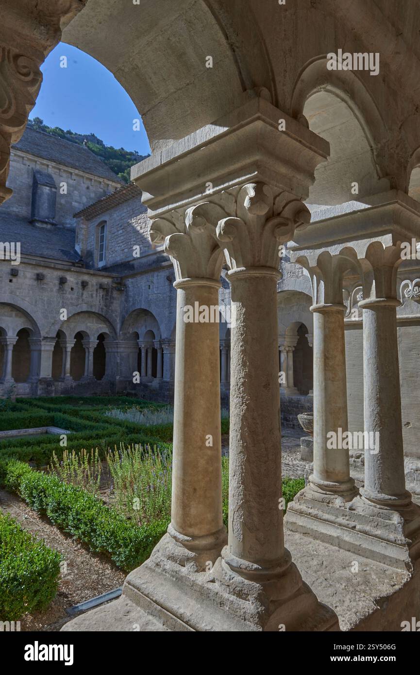 Cloisters of the 12th century Romanesque Cistercian Abbey of Notre Dame ...
