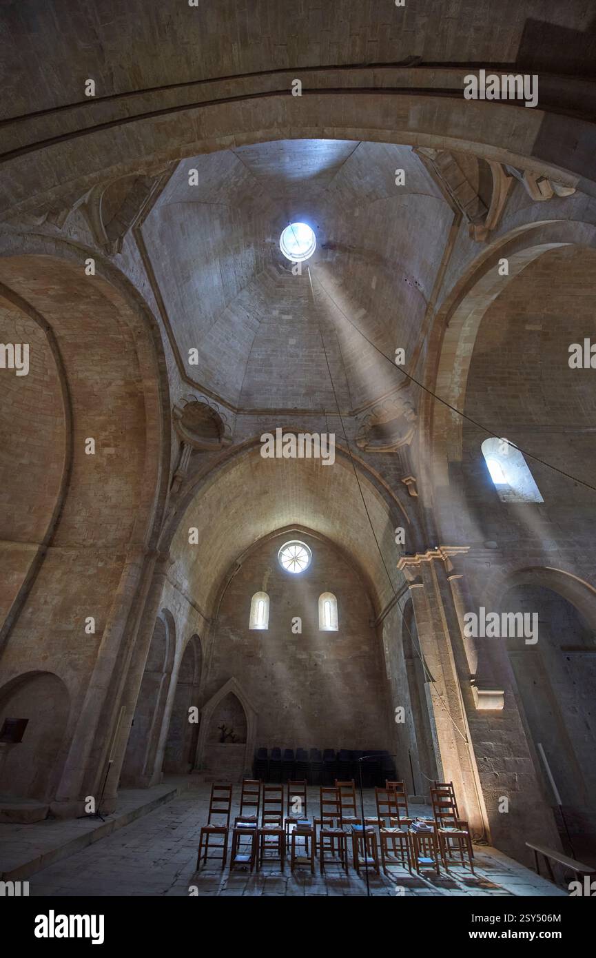 The 12th century interior of the chapel of the Cistercian Abbey of ...