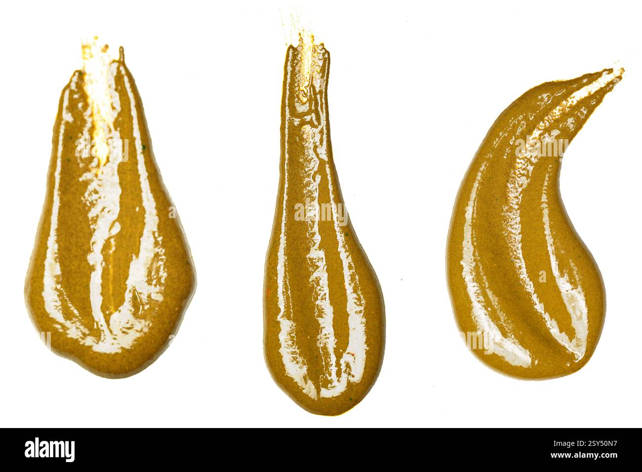 Variation of golden acrylic stain elements with brush and paint texture ...